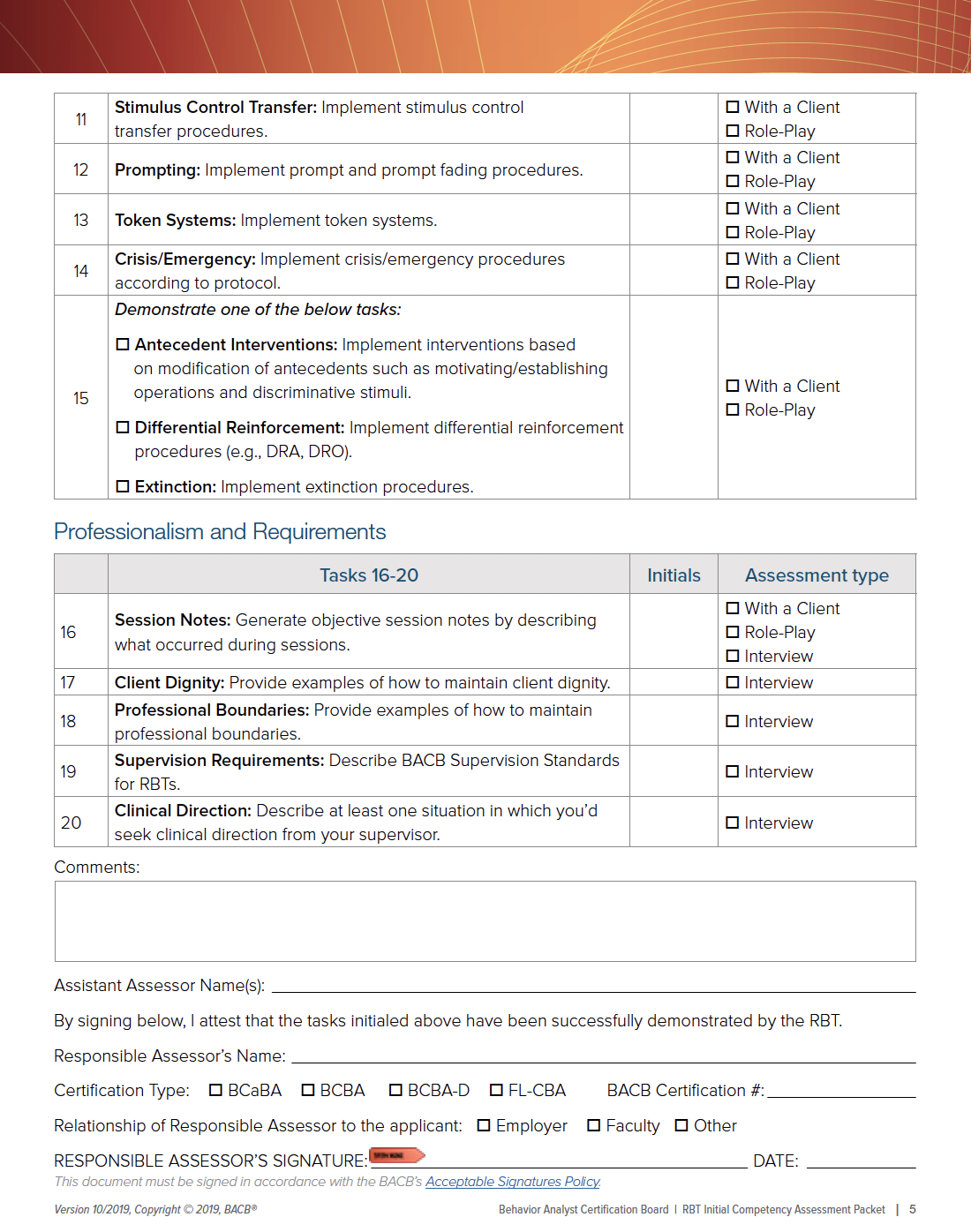 RBT Competency Assessment RBT Competency Assessment