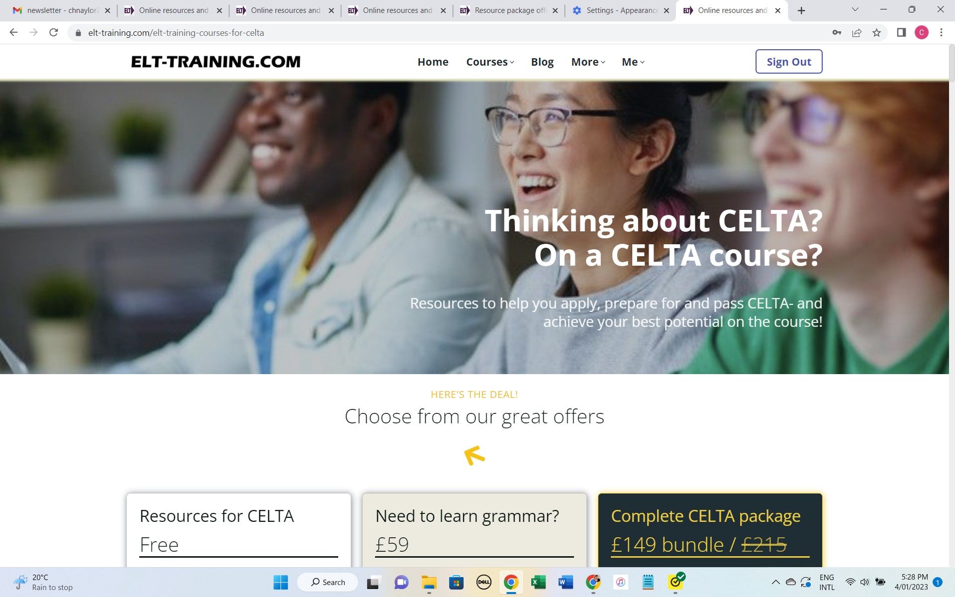 Resource package offers for CELTA | ELT-Training | Jo Gakonga